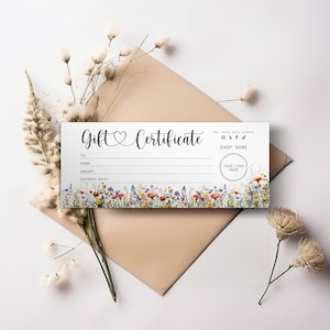 Wild Flower Gift Certificate Template Flower Bloom Gift Voucher Rose ...
