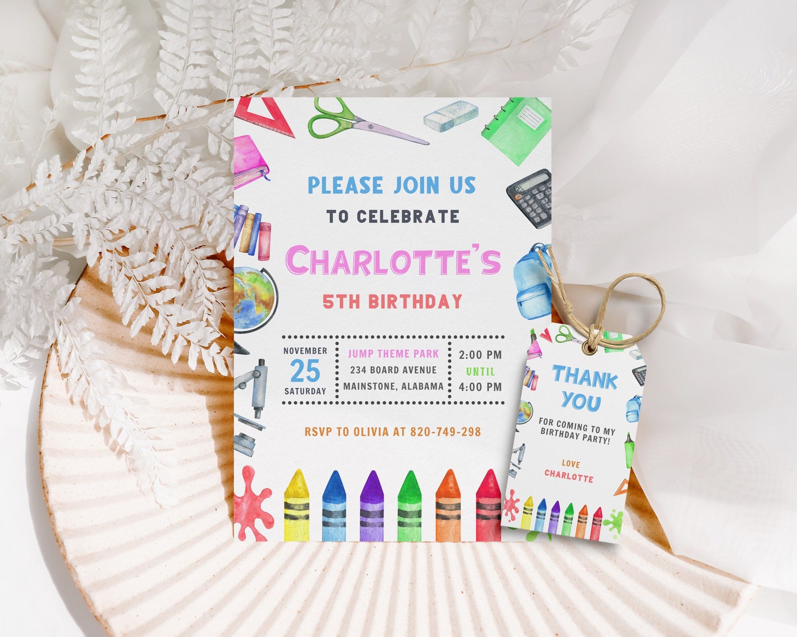 Editable School Birthday Invitation: Preschool, Kindergarten (instant ...
