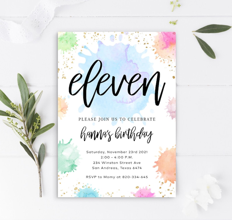 Painting Splash Birthday Invitation Painting Invitation Party - Etsy