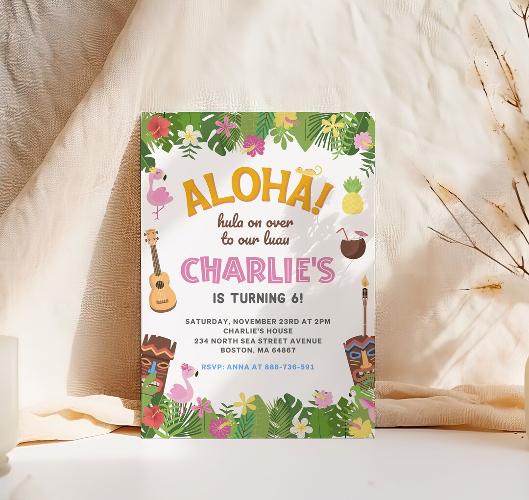 Plantilla de invitación de cumpleaños tropical Aloha invitar invitación ...