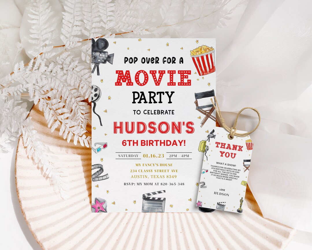 Movie Birthday Invitation Movie Birthday Party Cinema Birthday ...