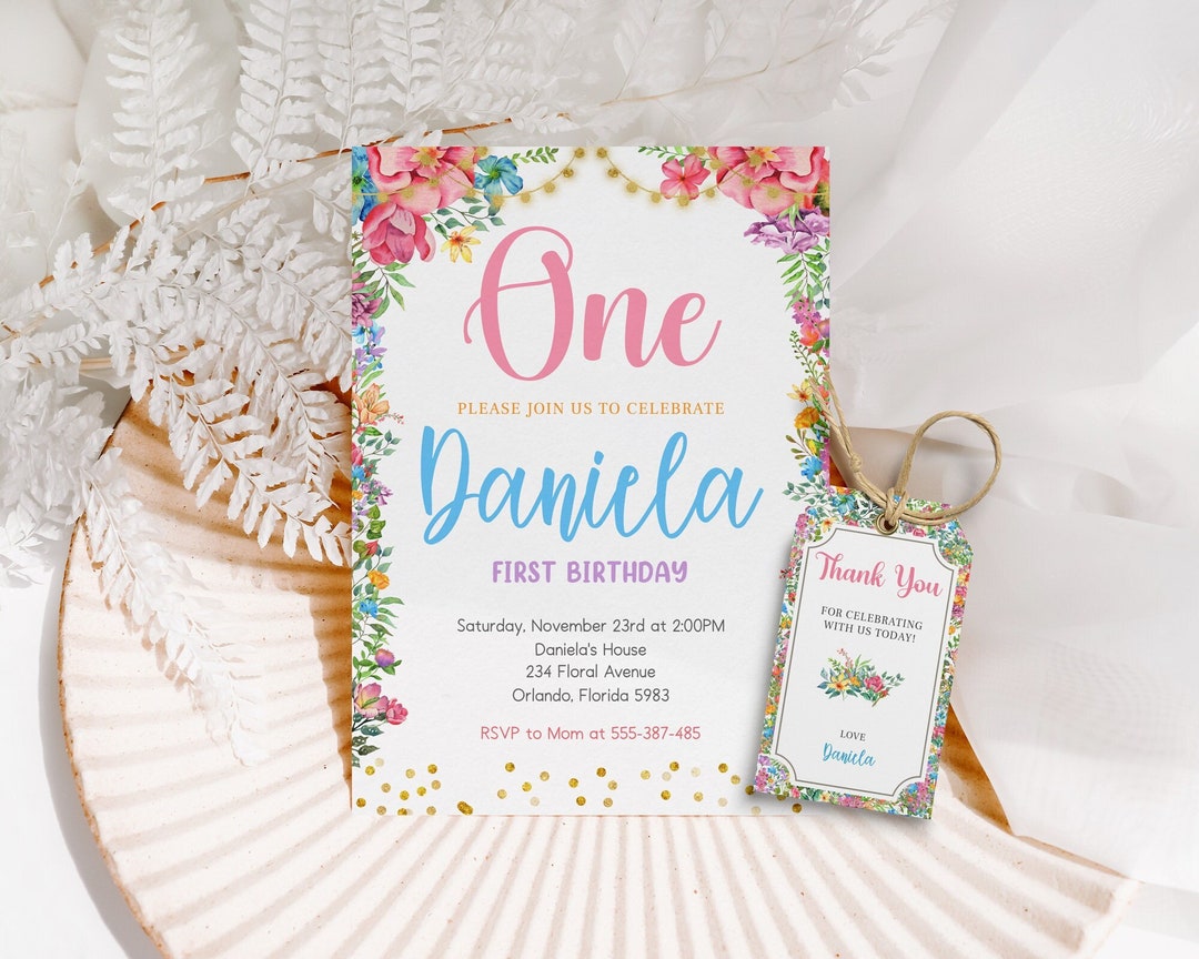 Flower Birthday Invitation Template Floral Invitation Wild - Etsy