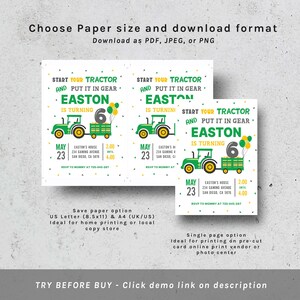 Editable Tractor Birthday Invitation Template Tractor Party Invite Farm ...
