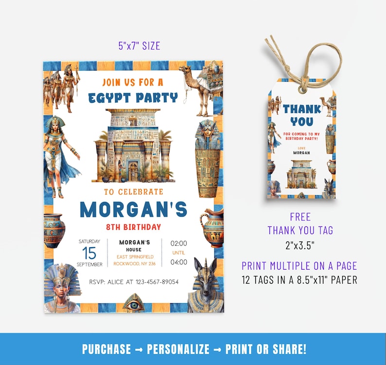 Editable Ancient Egypt Birthday Invitation: Pyramid Party Invite ...