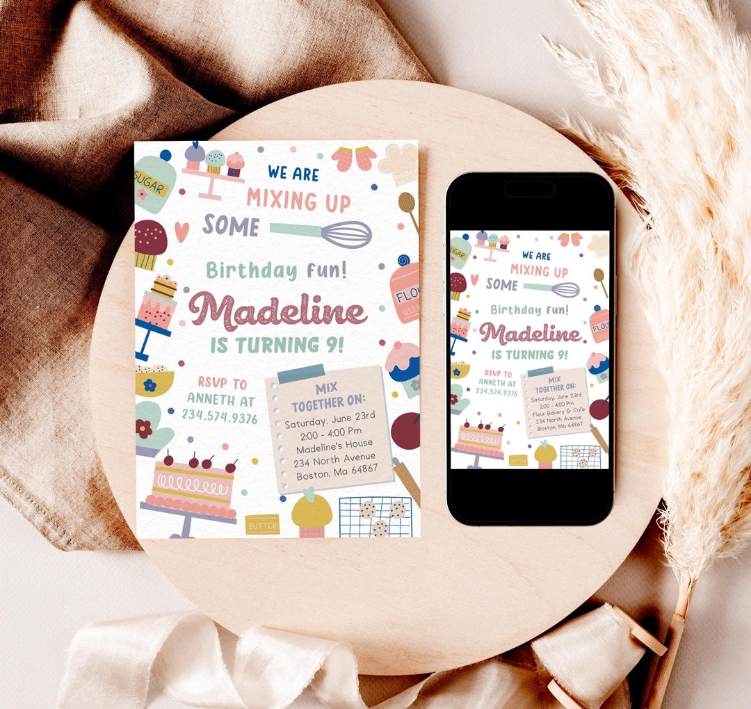 EDITABLE Baking Birthday Invitation Template, Baked Birthday Invite ...