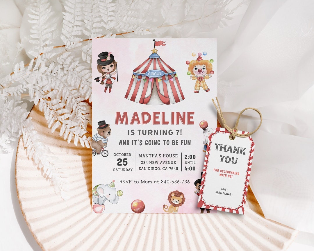 Invitación de cumpleaños de circo Tema de cumpleaños de - Etsy México