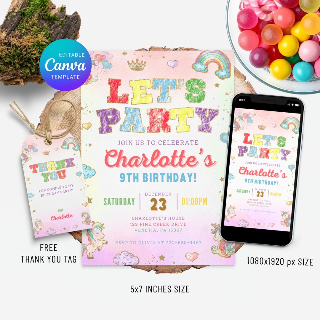Varsity Patch Letter Birthday Invitation: Retro Canva Template (digital ...