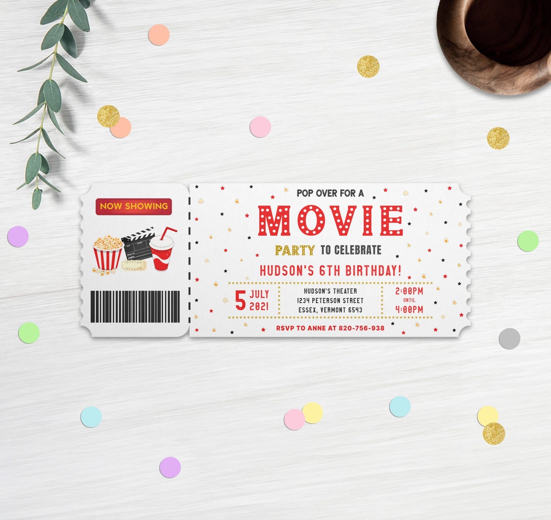 Editable Movie Ticket Birthday Party Invitation (digital Download) - Etsy