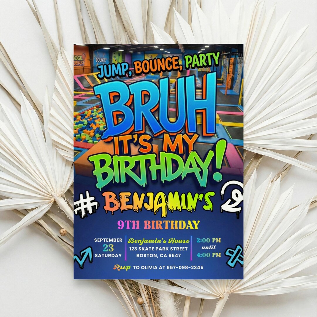 Editable Trampoline Party Invitation Template | Teen Jump Park ...