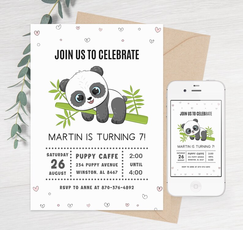 Panda Birthday Invitation Panda Birthday Party Panda Birthday - Etsy