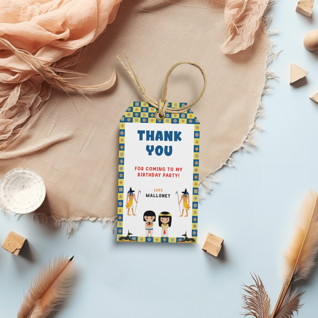 Editable Egypt Birthday Thank You Tag Template Egyptian Birthday Favor ...
