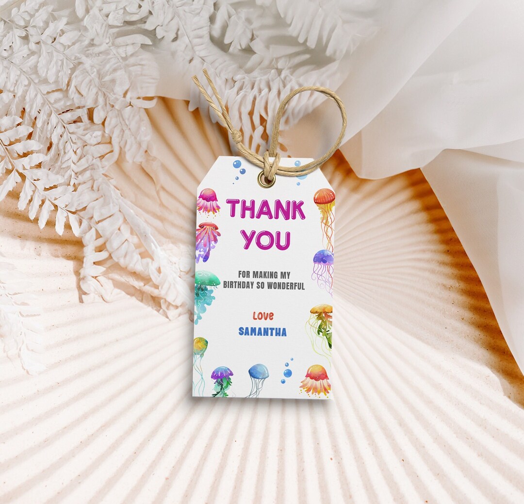 Jelly Fish Birthday Thank You Tag Jelly Fish Birthday Favor Tag ...