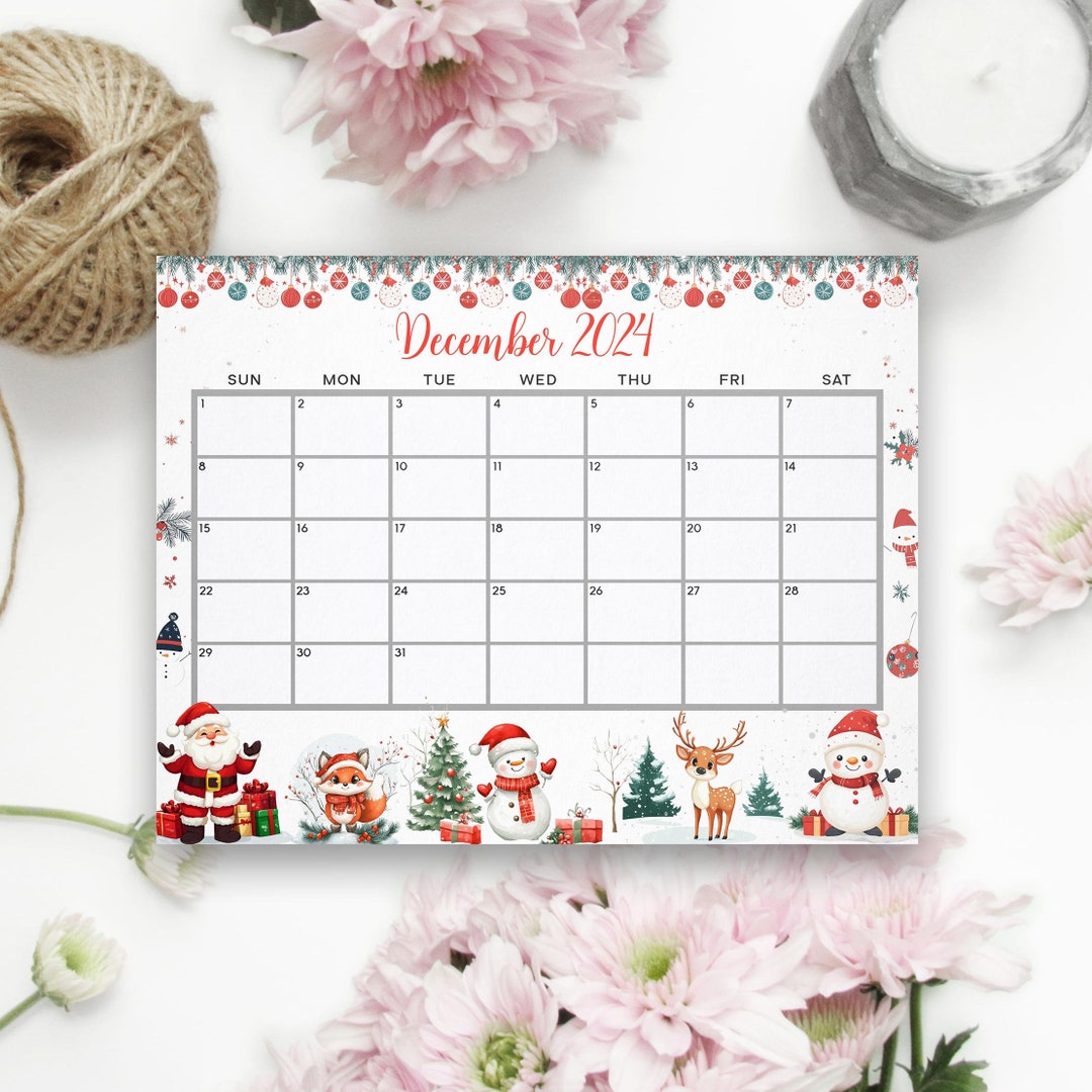 EDITABLE Christmas Calendar, December Calendar, Beautiful Winter ...