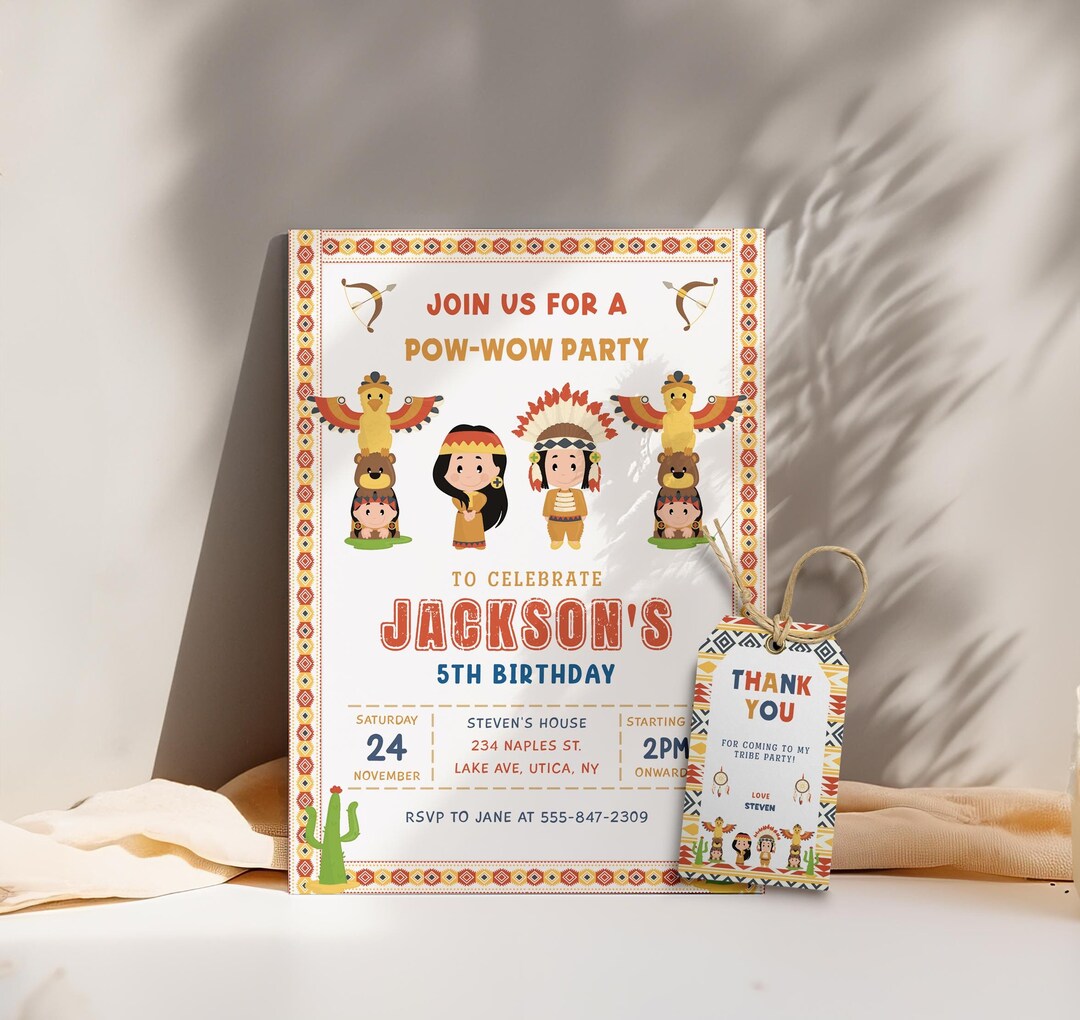 Editable Native Birthday Invitation Template, Ethnic Invitation ...