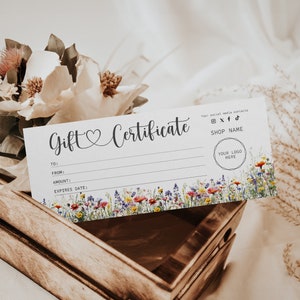 Wild Flower Gift Certificate Template Flower Bloom Gift Voucher Rose ...