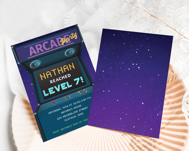 Arcade Birthday Invitation Template Gaming Invitation Retro - Etsy