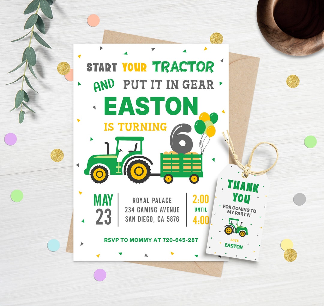 Editable Tractor Birthday Invitation Tractor Party Invite Farm - Etsy