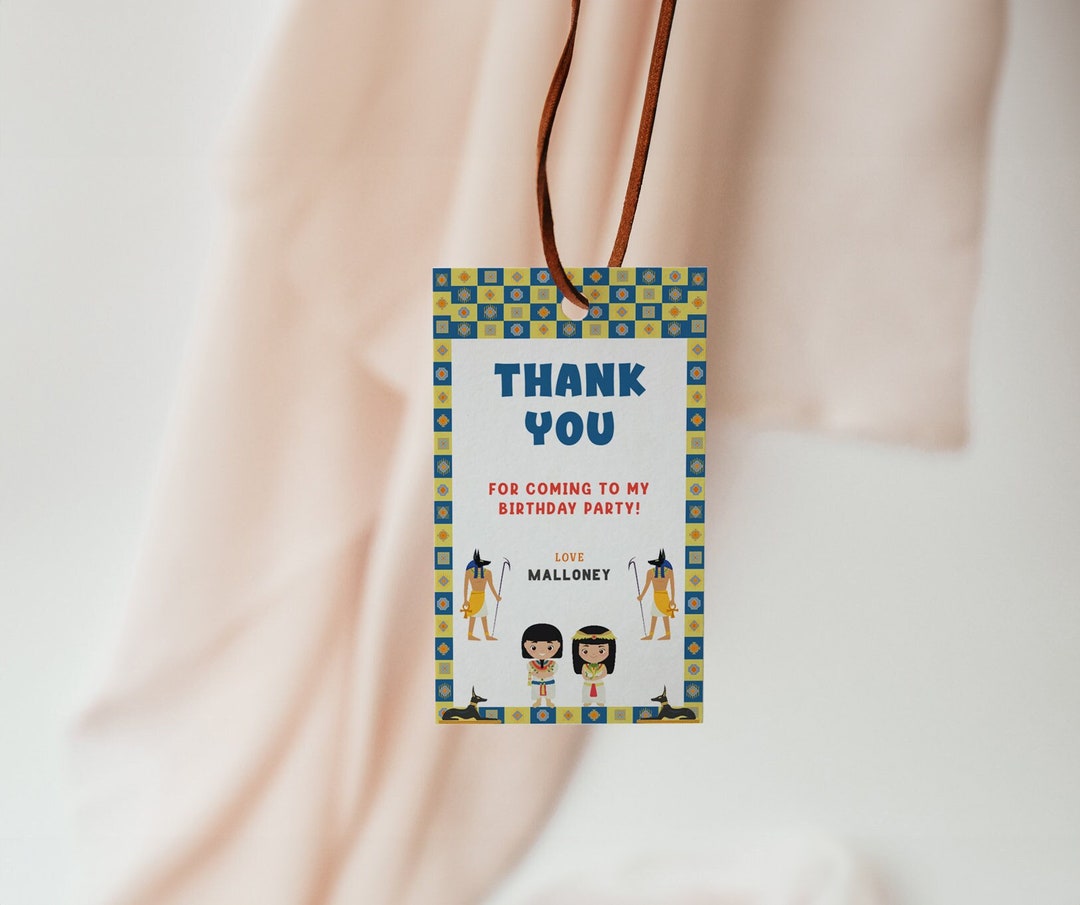 Egypt Birthday Thank You Tag Template Egyptian Birthday Favor Tag ...