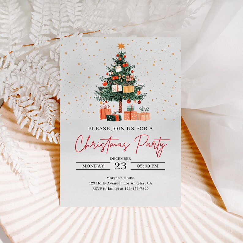 Editable Christmas Party Invitation, Holiday Celebration (digital ...