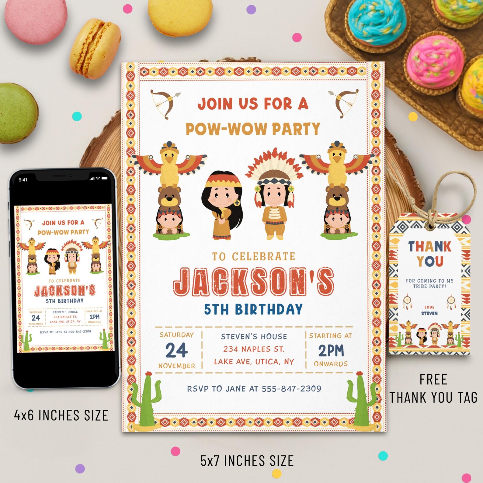 Editable Native Birthday Invitation Template Ethnic Invitation Thank ...