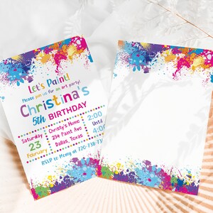 Rainbow Paint Splatter Birthday Invitation: Art Party Invite (digital ...