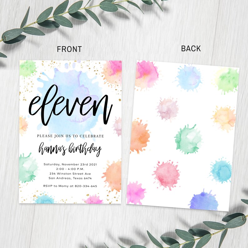 Painting Splash Birthday Invitation Painting Invitation Party - Etsy