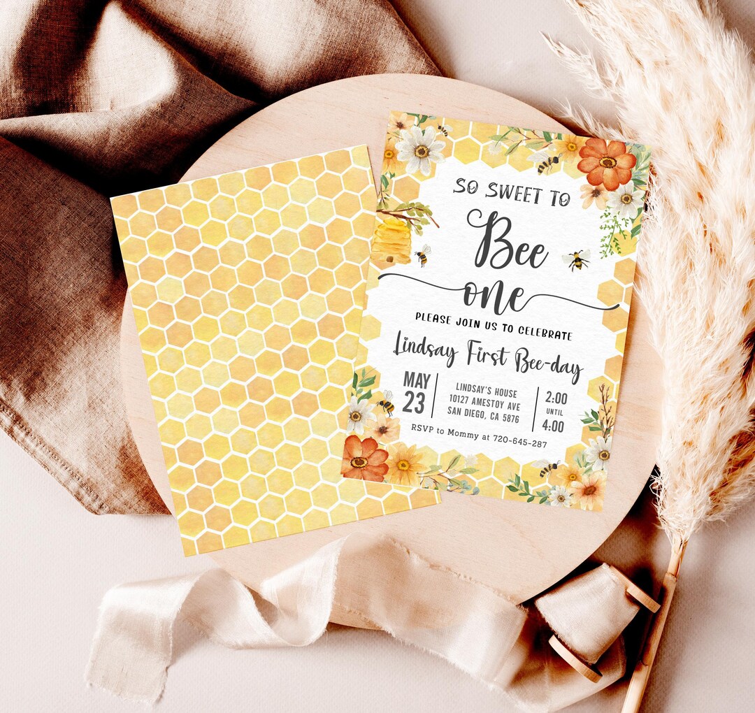 EDITABLE Bee Birthday Invitation Template Honey Bee Party Invitation ...