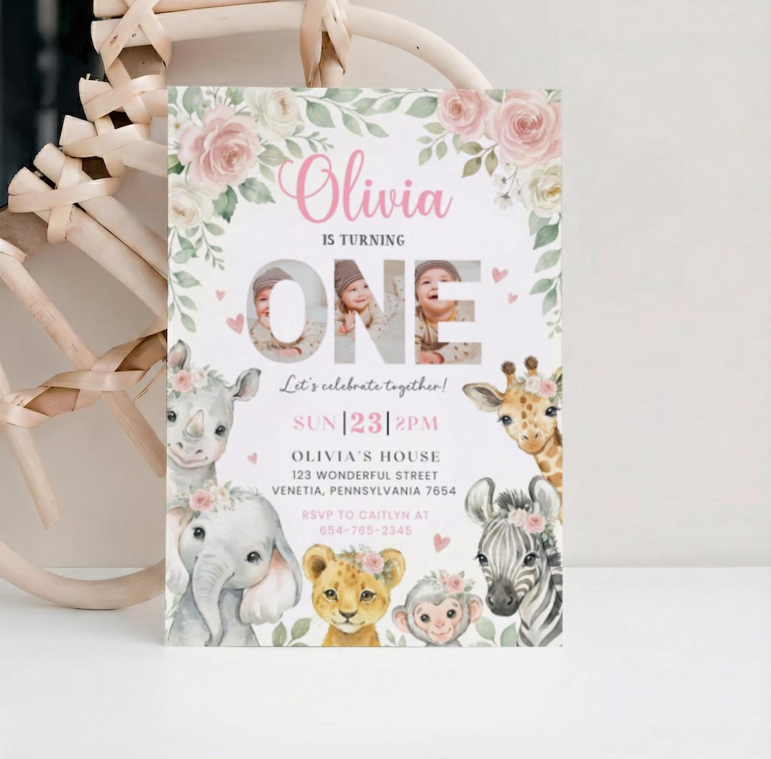 Wild One Birthday Invitation, Safari Invitation, Editable Jungle ...