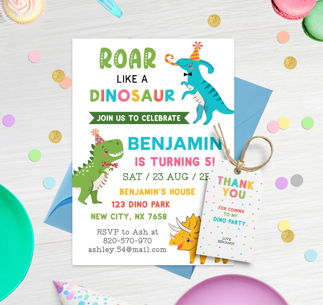 Invitación de cumpleaños de dinosaurios Fiesta de dinosaurios - Etsy México