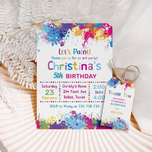 Paint Splatter Invitation Art Birthday Invite Boys Art Party - Etsy