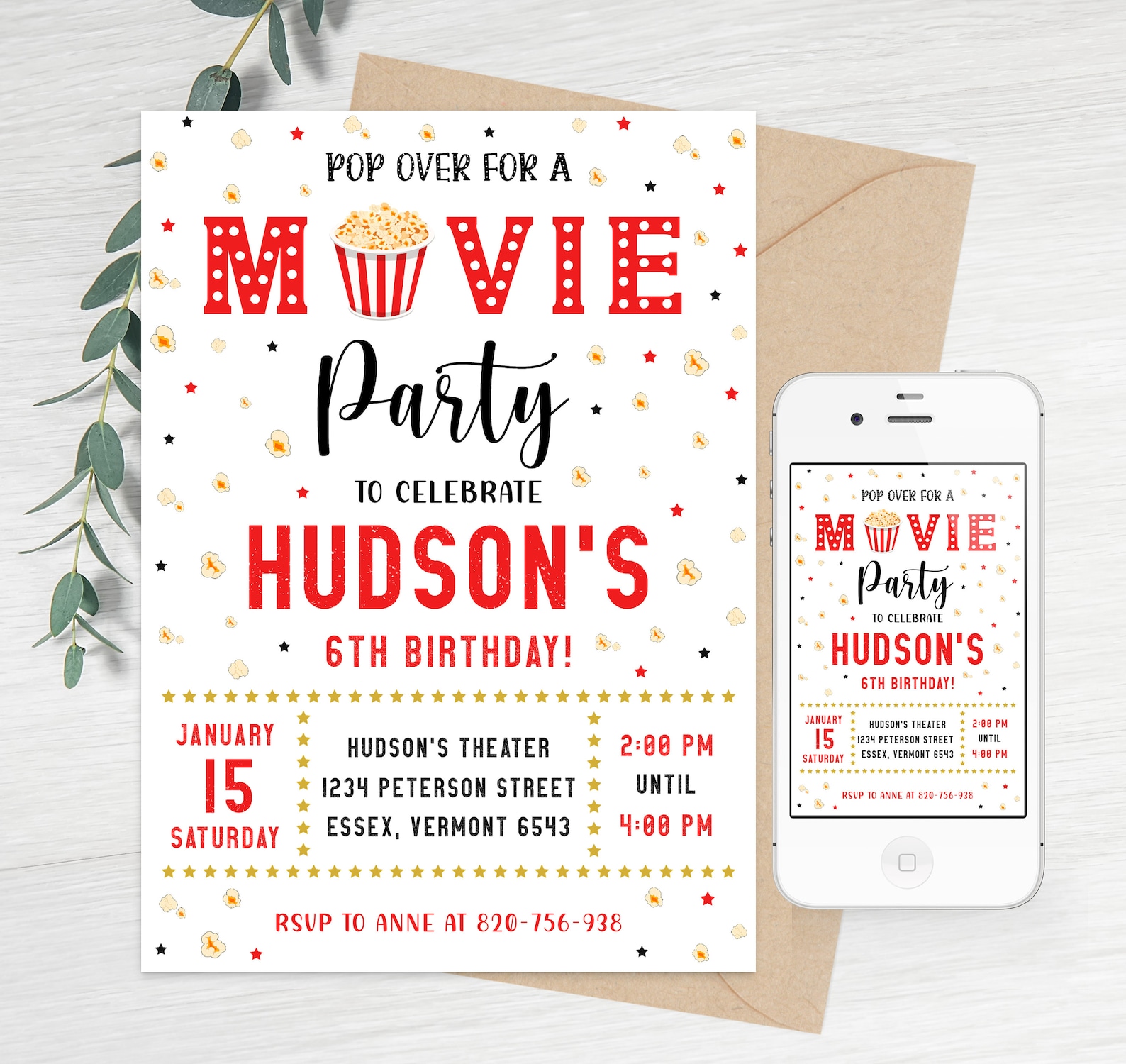 Movie Birthday Invitation Cinema Birthday Invitation Pop on - Etsy