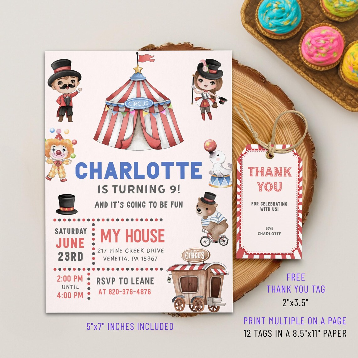 Editable Circus Carnival Ticket Party Invitation Template | Big Top Fun ...