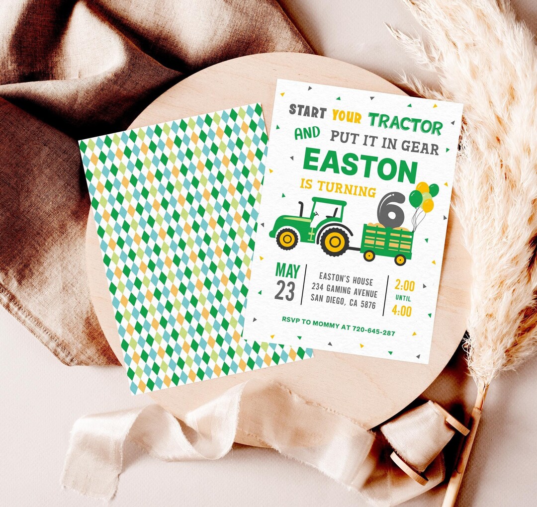 Editable Tractor Birthday Invitation Template Tractor Party Invite Farm ...