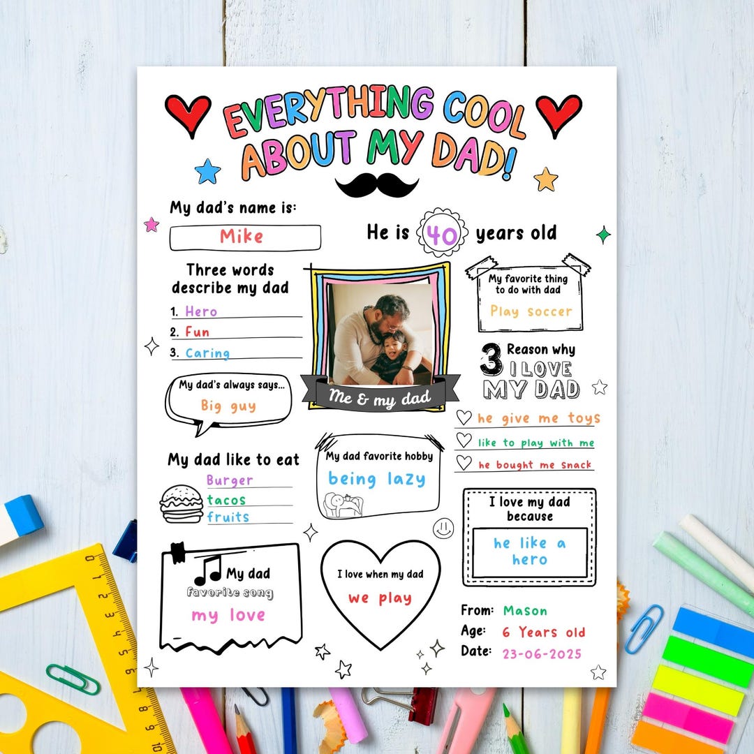 All About Fathers Day Questionnaire, Printable Coloring Dad Day ...