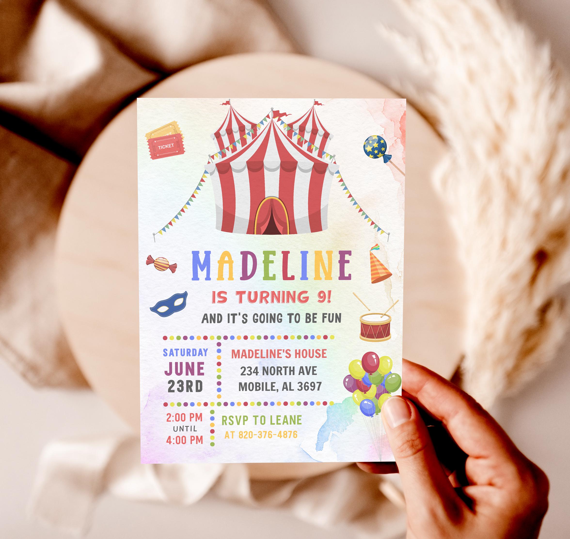 Editable Carnival Birthday Invitation, Funfair Party (digital File) - Etsy