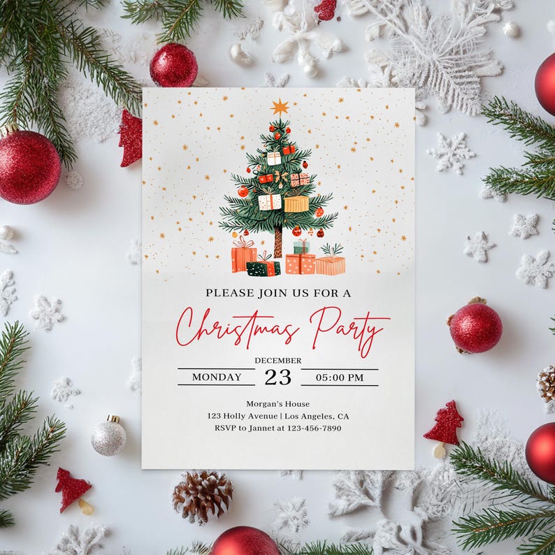 Editable Christmas Party Invitation, Holiday Celebration (digital ...