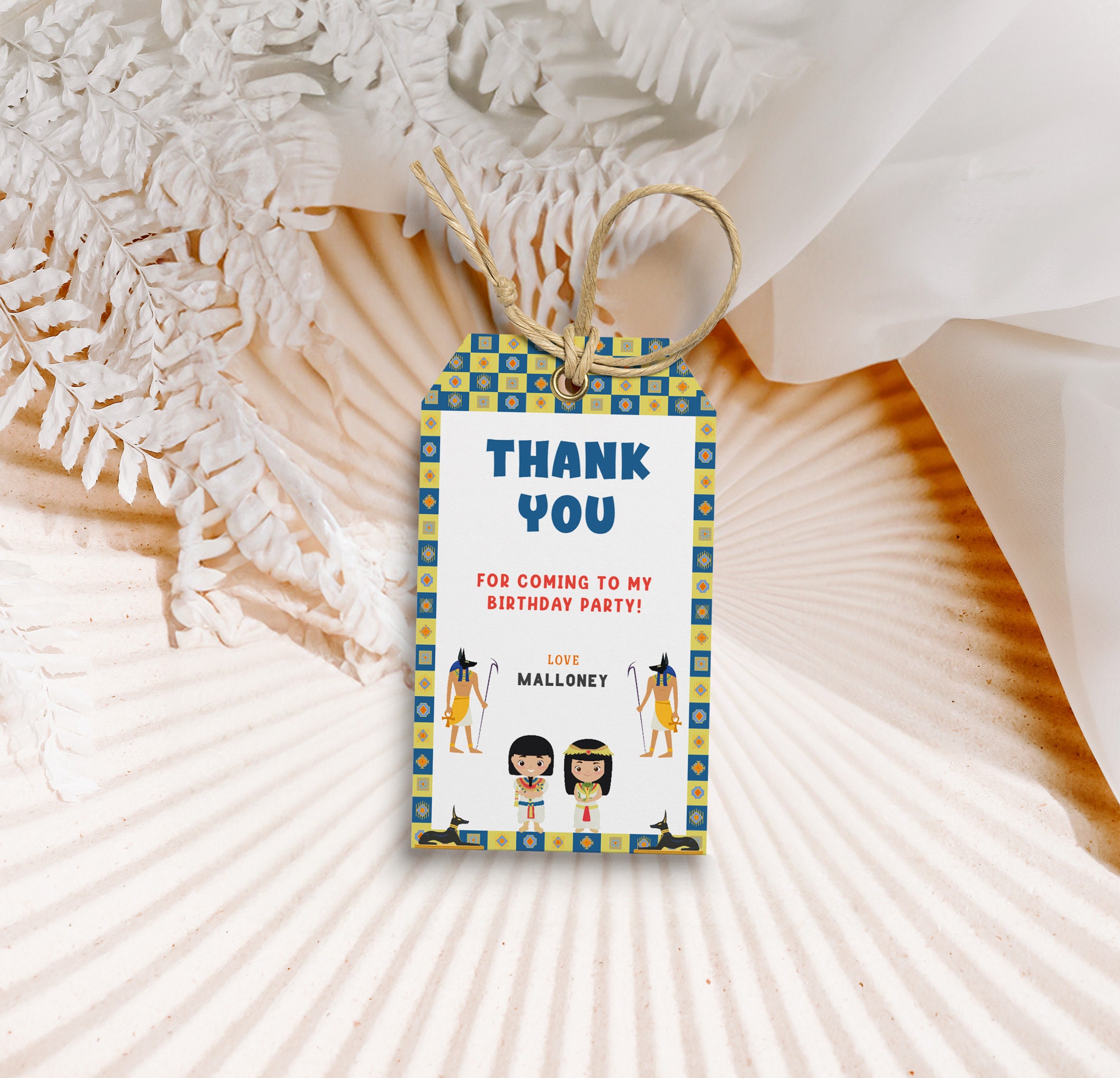 Egypt Birthday Thank You Tag: Egyptian Favor Tag Template (digital ...