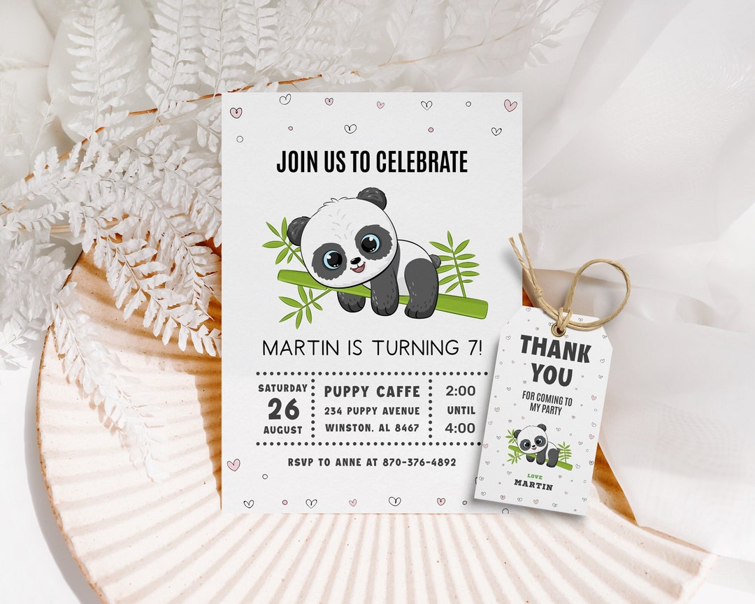 Panda Birthday Invitation Panda Birthday Party Panda Birthday Invite ...