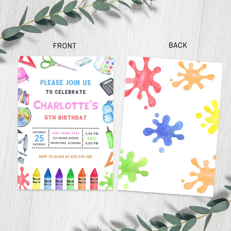 EDITABLE School Birthday Invitation Preschool Party Invitation - Etsy