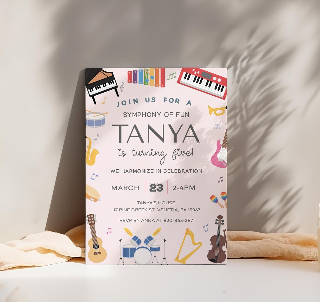 Editable Music Birthday Invitation Template, Music Party Sing ...