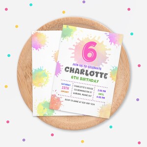 Painting Splatter Birthday Invitation Template: Rainbow Art Party ...