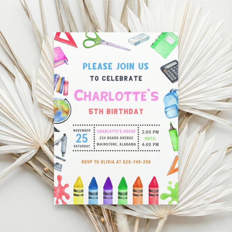Editable School Birthday Party Invitation Template | Preschool ...