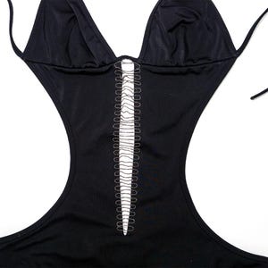 Diesel 2000s Black Cutout One-piece Halter Swimsuit With Metallic Chain ...