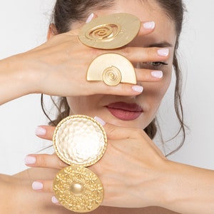 Big Rings for Women, Adjustable Large Rings, Gold Statement Rings ...