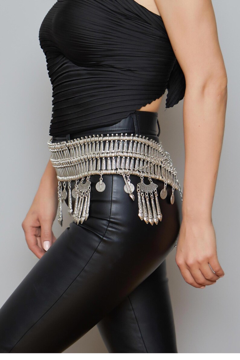 Silver Heavy Pattern Belt Boho Style Pattern Adjustable Belt | Etsy