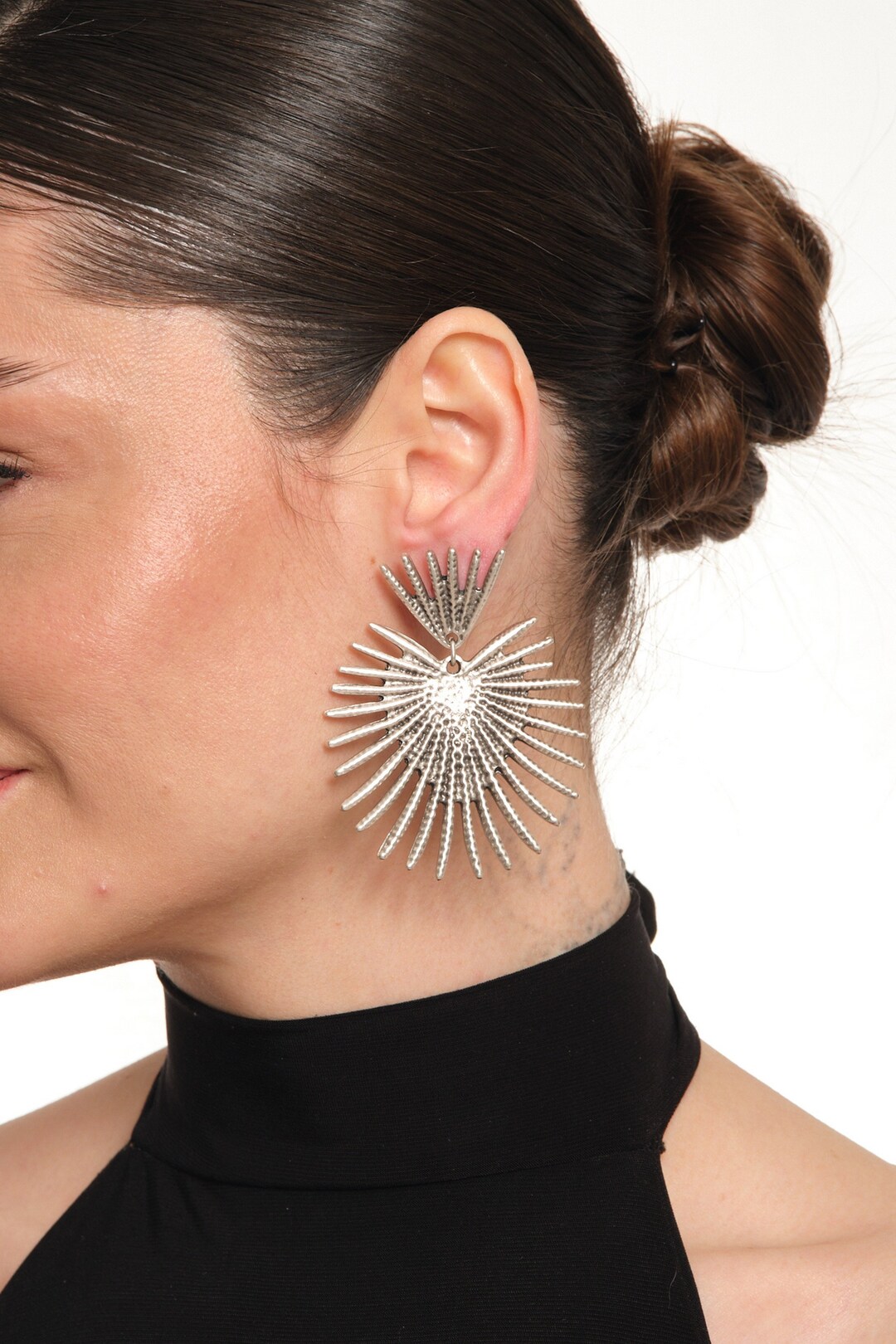 Vintage-inspired Chunky Starburst Earrings – Handcrafted & Silver-plated Statement Earrings ...