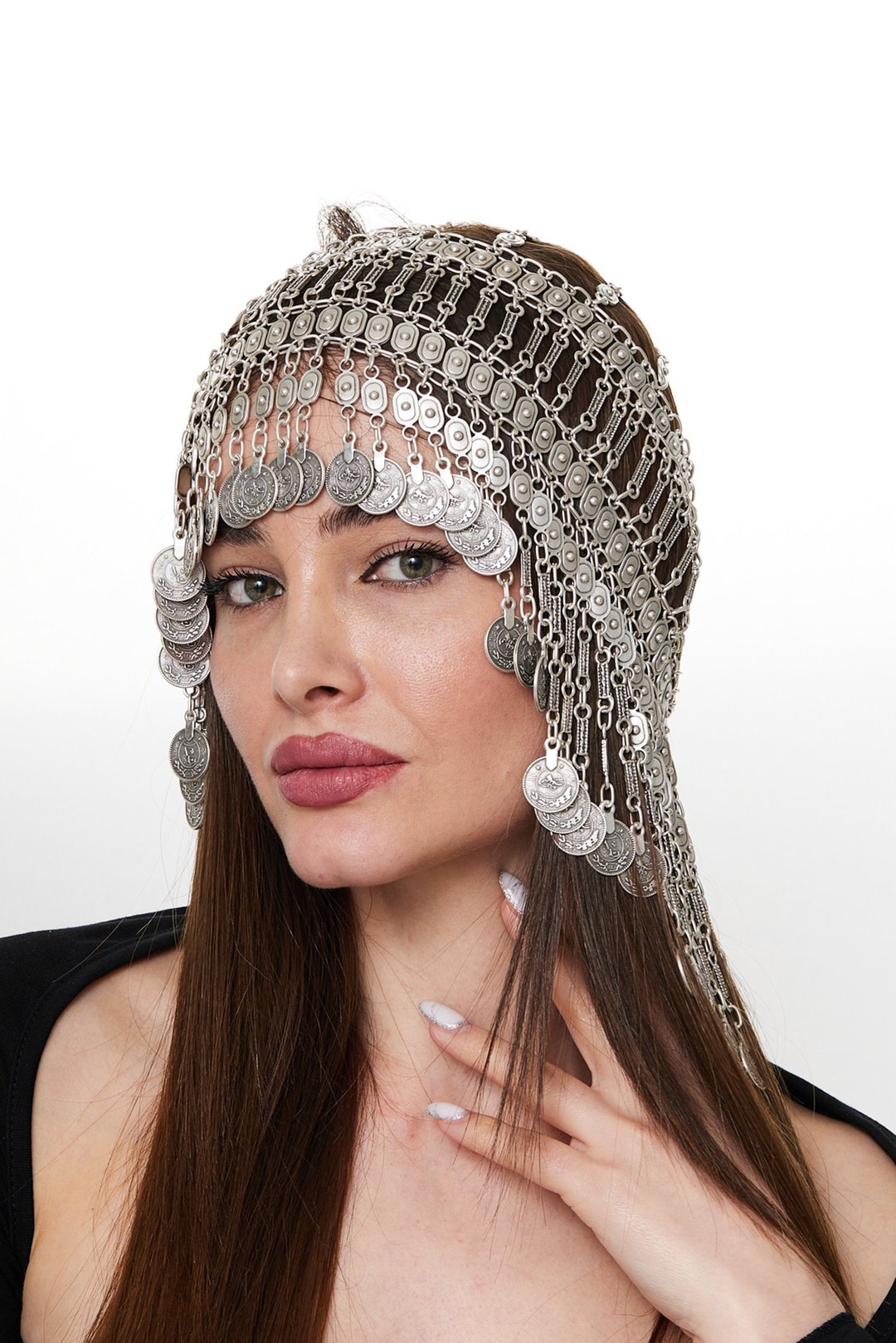 Boho Head Chain - Silver-plated Chunky Bohemian Festival Headpiece ...