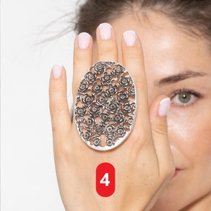 Big Rings for Women, Silver Statement Rings, Adjustable Chunky Rings ...