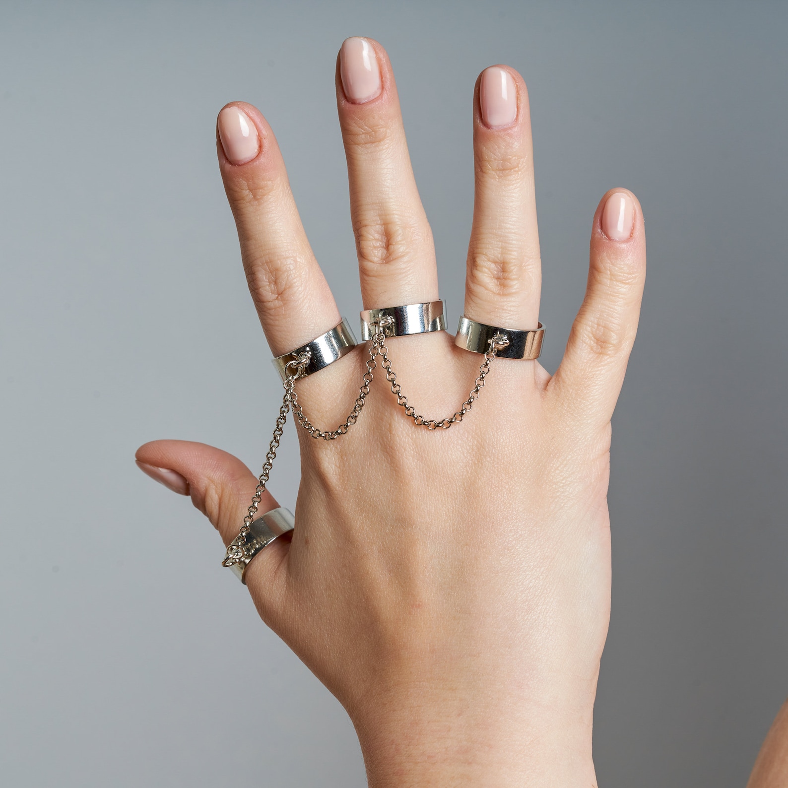 4 Finger Chain Linked Ring Adjustable Boho Rings Aesthetic - Etsy Denmark