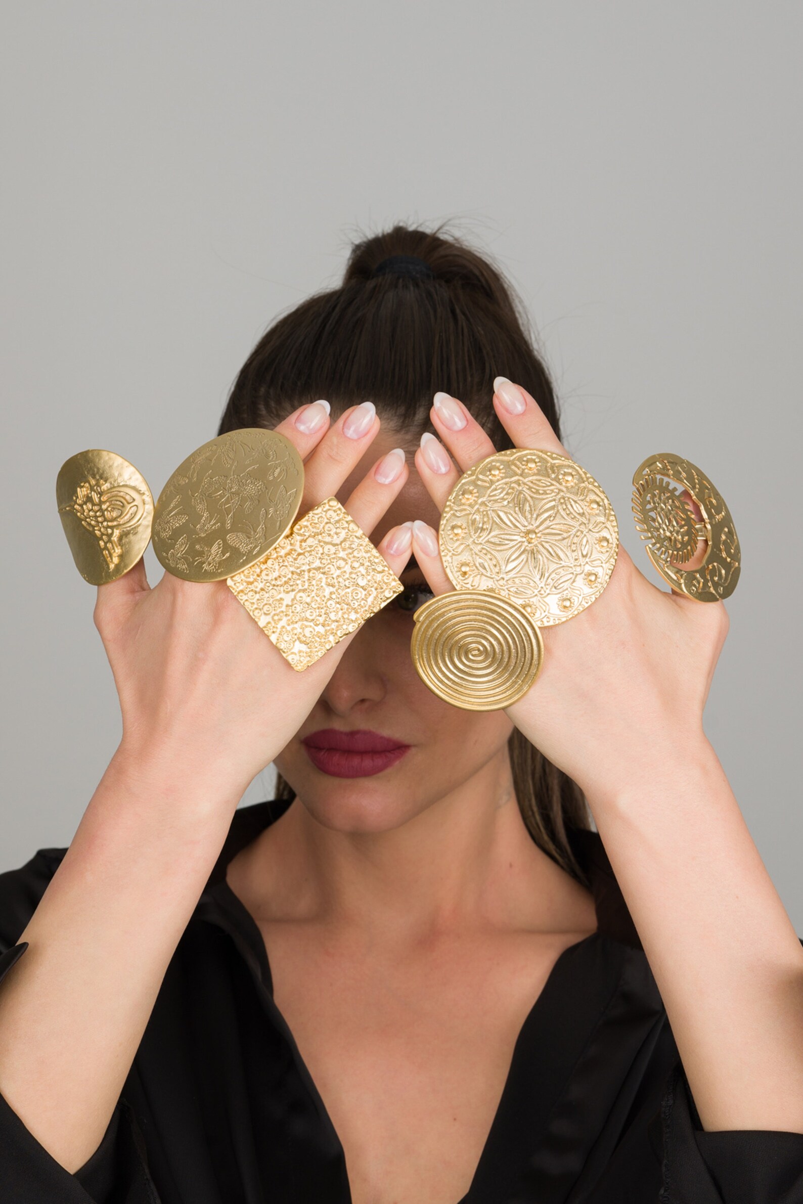 Gold Statement Rings Adjustable Large Rings Boho Style Big | Etsy